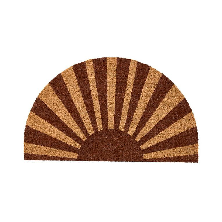 Living & Co Coir Doormat Half Circle Printed Sun Natural 45cm x 75cm ...