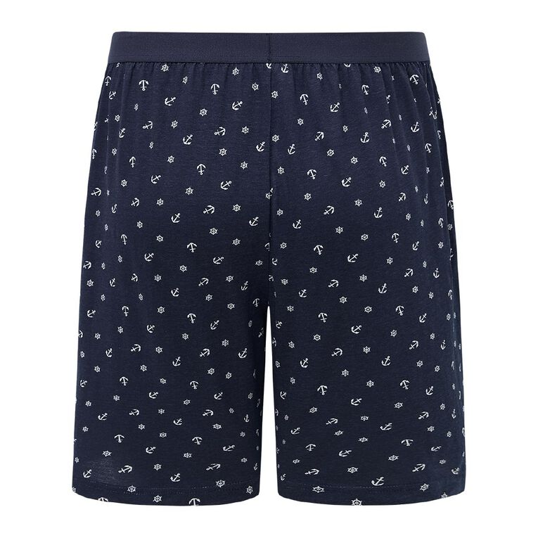 H&H Men's Knit Pyjamas Shorts Blue Dark | The Warehouse