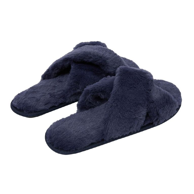 H&H Women's Crossover Slippers Blue Dark | The Warehouse