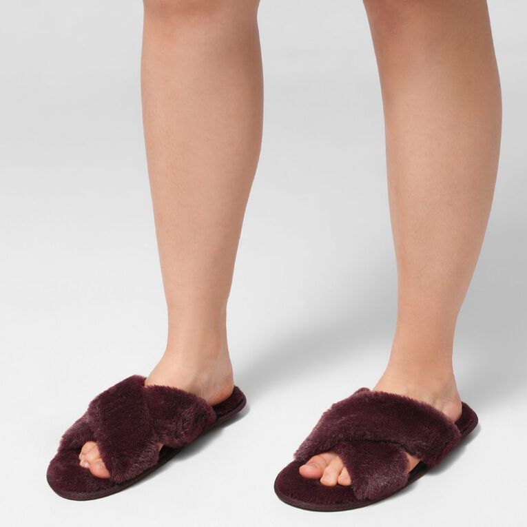 H&H Women's Crossover Slippers Purple Dark | The Warehouse