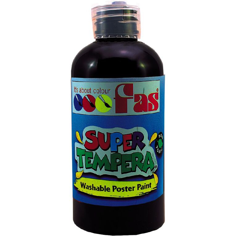 FAS Paint Super Tempera 250ml Black Black | The Warehouse