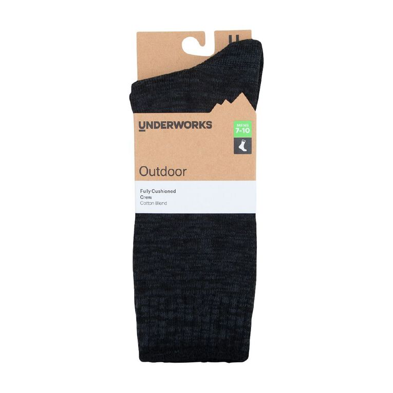 Underworks Men's Outdoor Crew Socks 1 Pack Black | The Warehouse