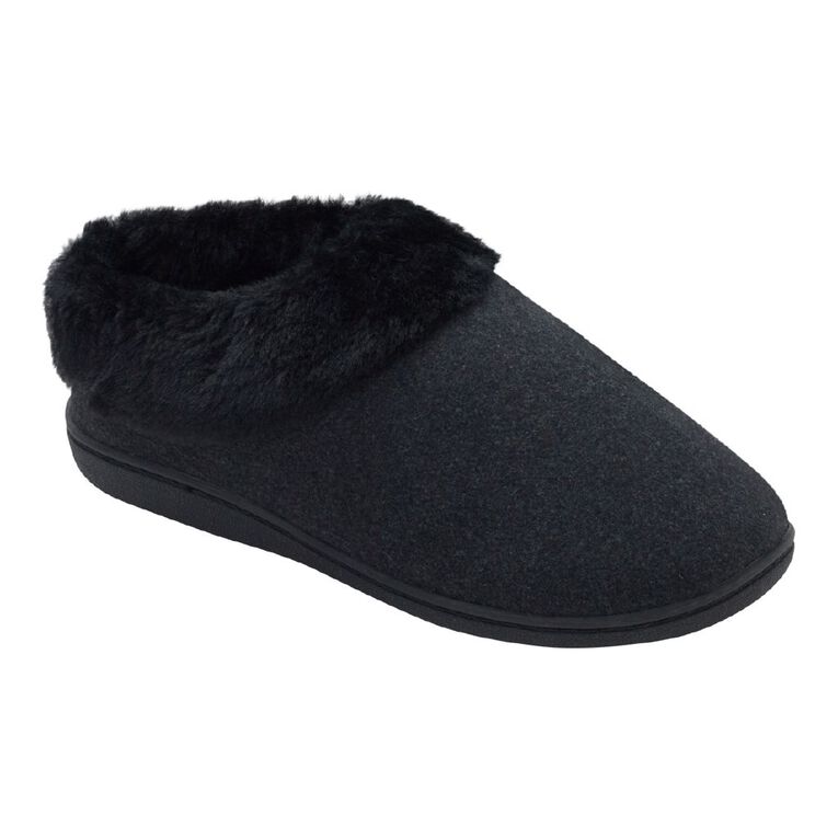 H&H Women's Recycled Memory Slippers Charcoal/Marle | The Warehouse
