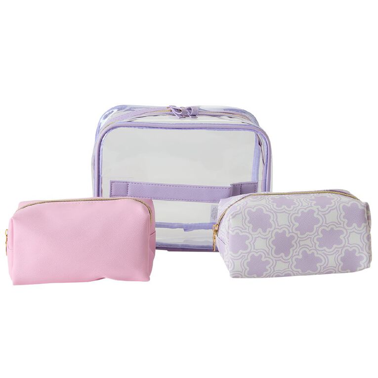 Poppi Cometic Bag Lilac 3 Pack | The Warehouse