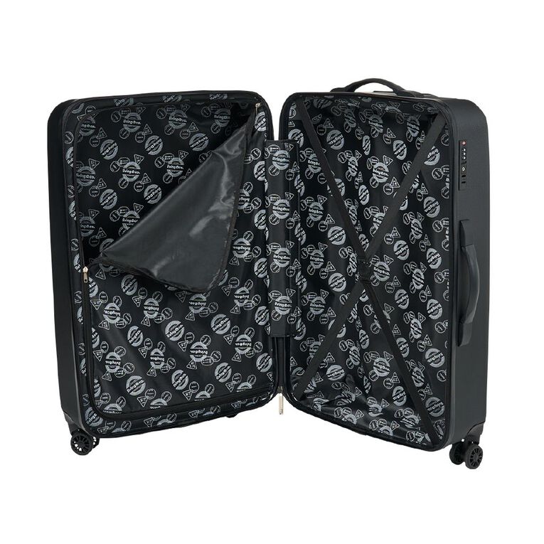 Living & Co 70cm Hard Textured Checked Suitcase Black Black | The Warehouse