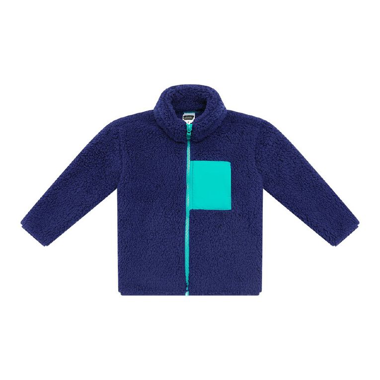 Young Original Zip Through Sherpa Blue Dark | The Warehouse