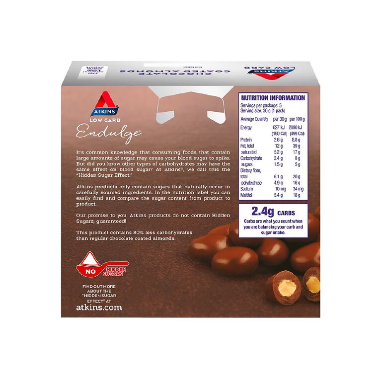 Atkins Endulge Chocolate Almonds 30g 5 Pack | The Warehouse