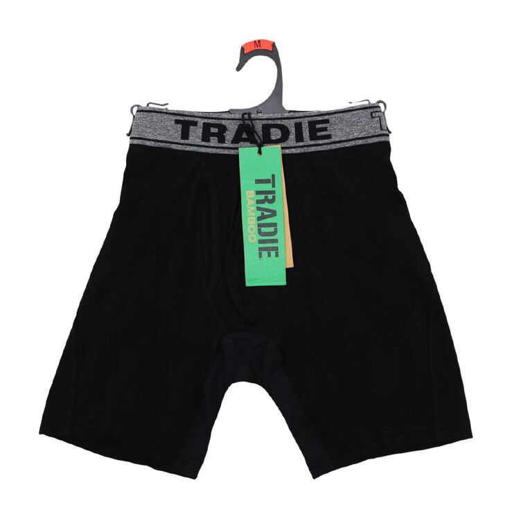 Tradie Men's Bamboo Long Leg Trunks Black | The Warehouse