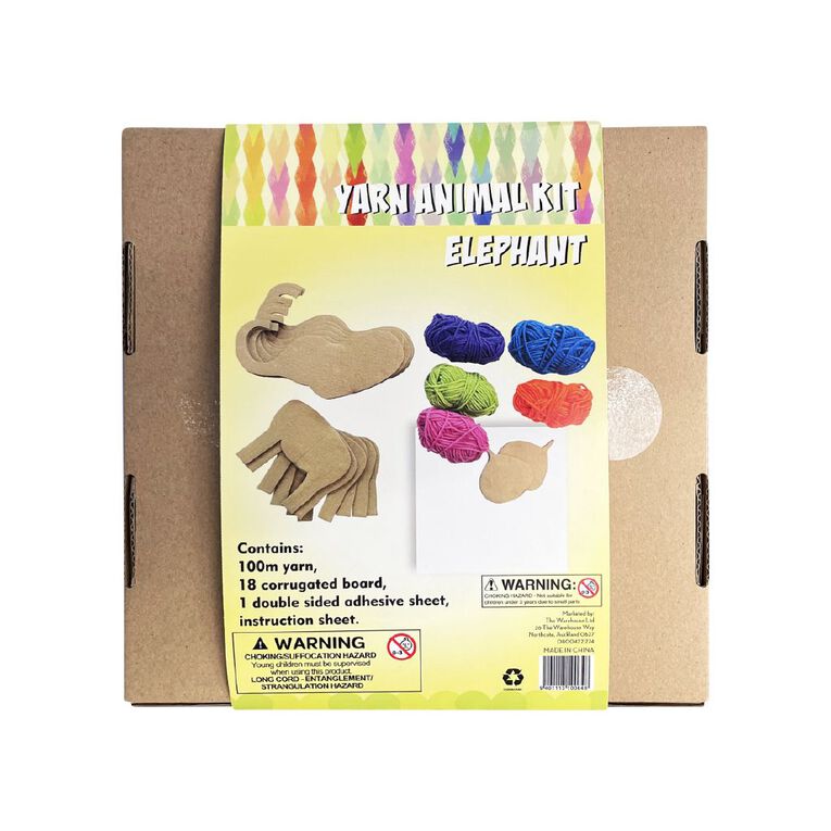 Yarn Animal Craft Kit Elephant | The Warehouse
