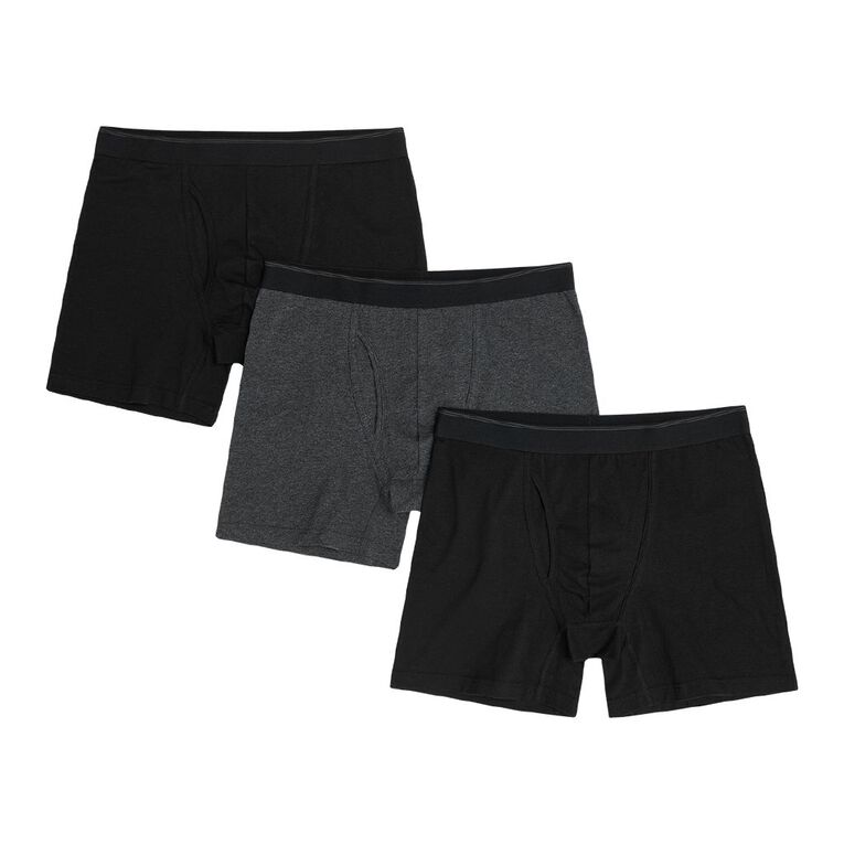 H&H Men's Classic Mid Leg Trunks 3 Pack Black | The Warehouse