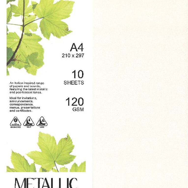 Direct Paper Metallic Paper 120gsm Quartz A4 10 Pack Multi-Coloured ...