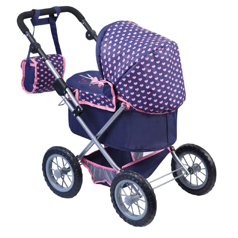 Bayer Dolls Pram Trendy Blue with Pink Trim | The Warehouse