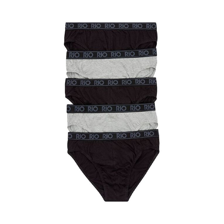 Rio Men's Briefs 5 Pack Black/Grey | The Warehouse