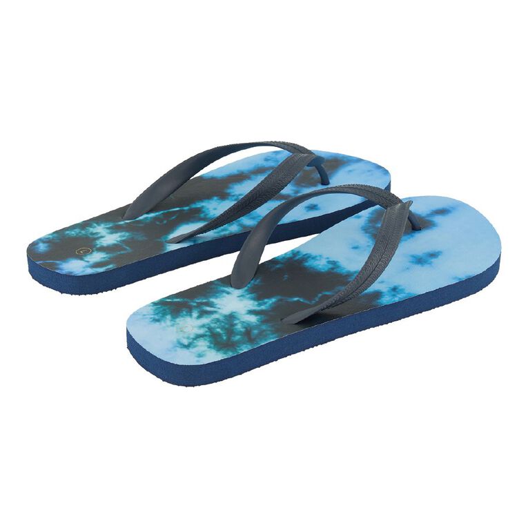H&H Men's Recycled Printed Jandals Blue Light | The Warehouse