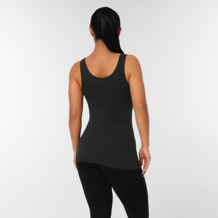 H&H Women's Stretch Longline Tank Black | The Warehouse