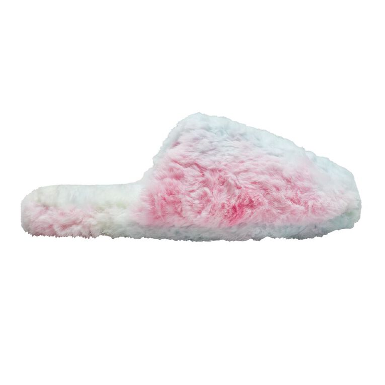H&H Women's Fluffy Scuff Slippers Pink Light | The Warehouse