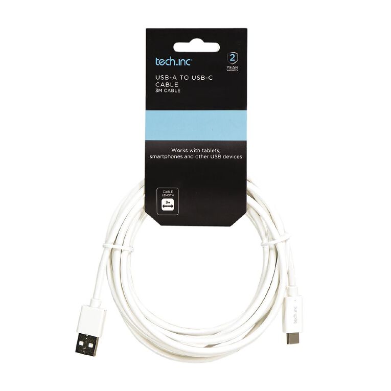 Tech.Inc USB-A to USB-C Cable - 3m | The Warehouse