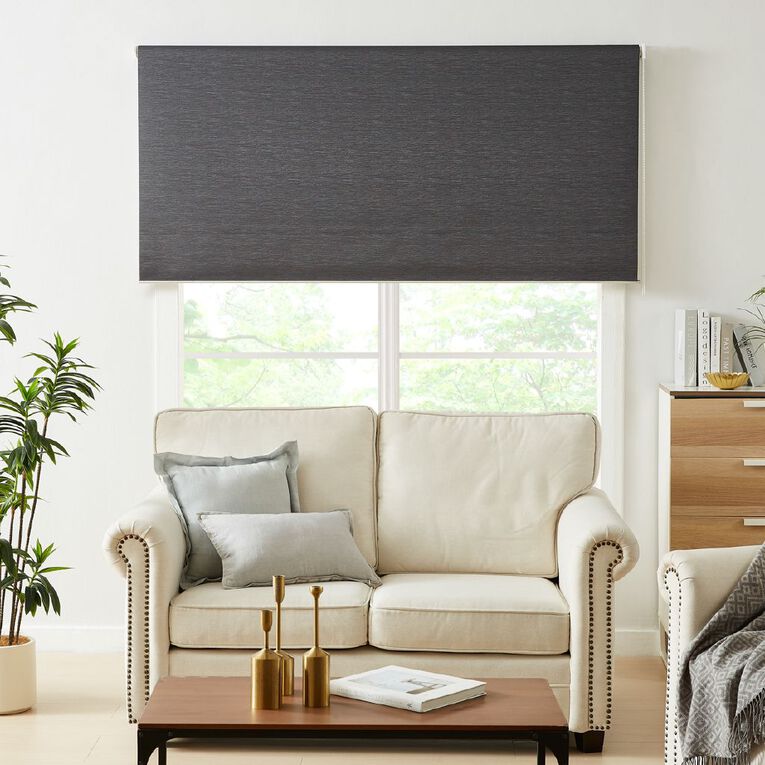 Homeworks Fleet Blockout Roller Blind Charcoal 150cm x 210cm Charcoal ...
