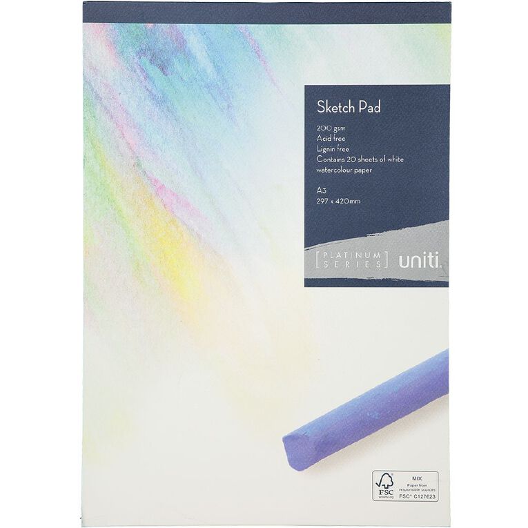 Uniti Sketch Pad 200gsm 20 Sheets A3 Platinum | The Warehouse