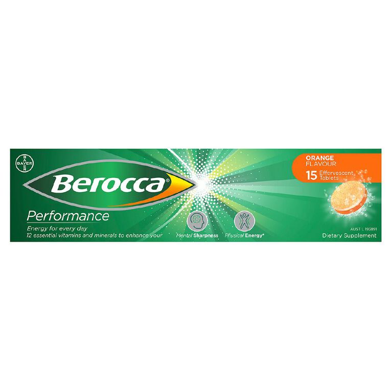 Berocca Energy Vitamin B & C Orange Flavour Effervescent Tablets 15 ...