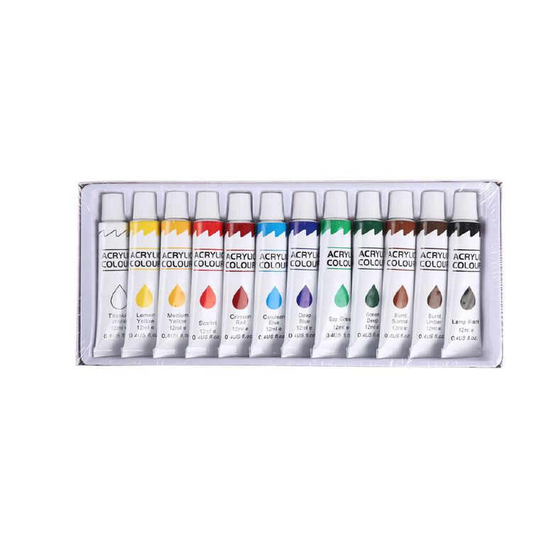 Acrylic Paint 12 Pack | The Warehouse