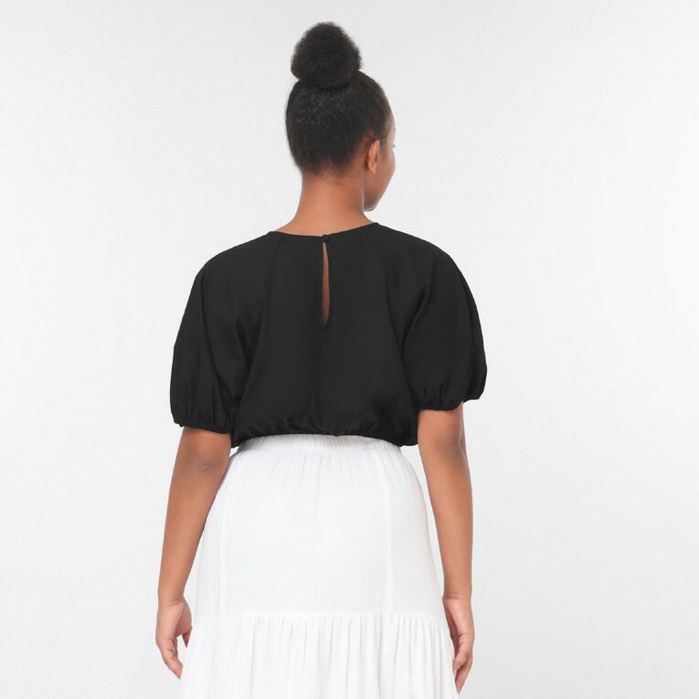 H&H Women's Short Sleeve Cloud Blouse Black | The Warehouse