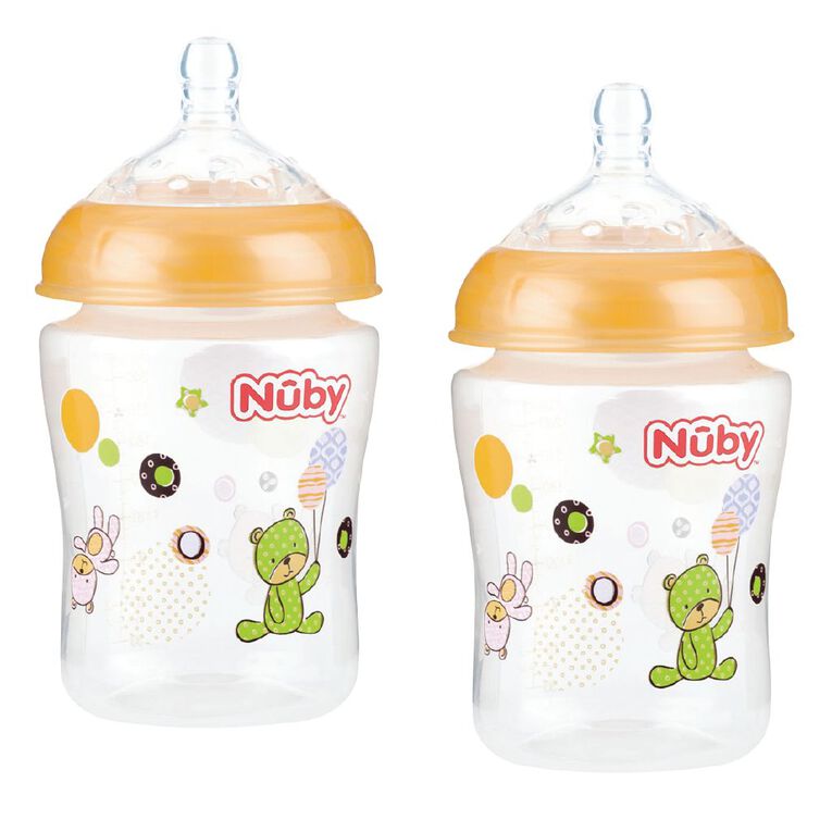Nuby Wide Neck Bottle 270ml 2 Pack Assorted | The Warehouse
