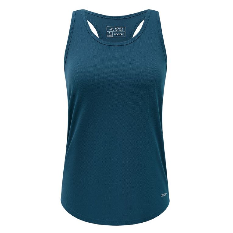 Active Intent Women's Cooldry Racer Back Singlet Blue Dark | The Warehouse