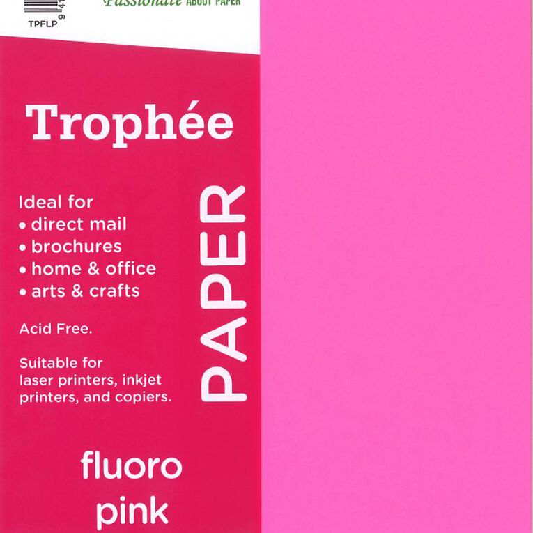 Trophee Paper 80gsm 30 Pack Fluoro Pink Mid | The Warehouse