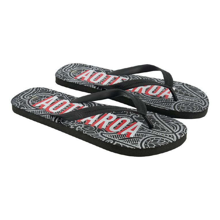 H&H Men's Recycled Printed Jandals Black | The Warehouse