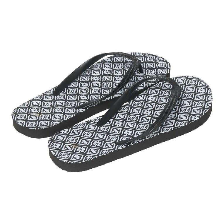 H&H Women's Recycled Printed Jandals Black | The Warehouse