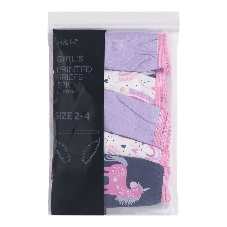 H&H Kids' Briefs 5 Pack Purple Light | The Warehouse