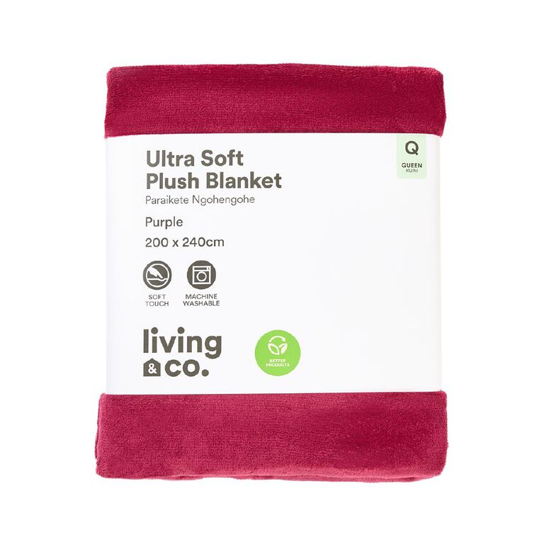 Living & Co Ultra Soft Plush Blanket Plum | The Warehouse