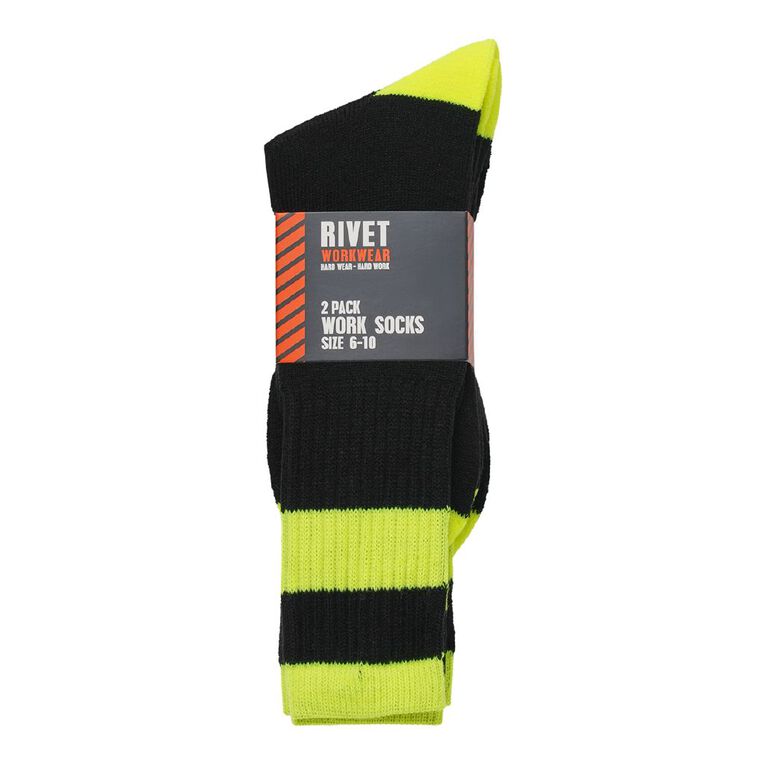 Rivet Men's Fluoro Work Socks 2 Pack Yellow | The Warehouse