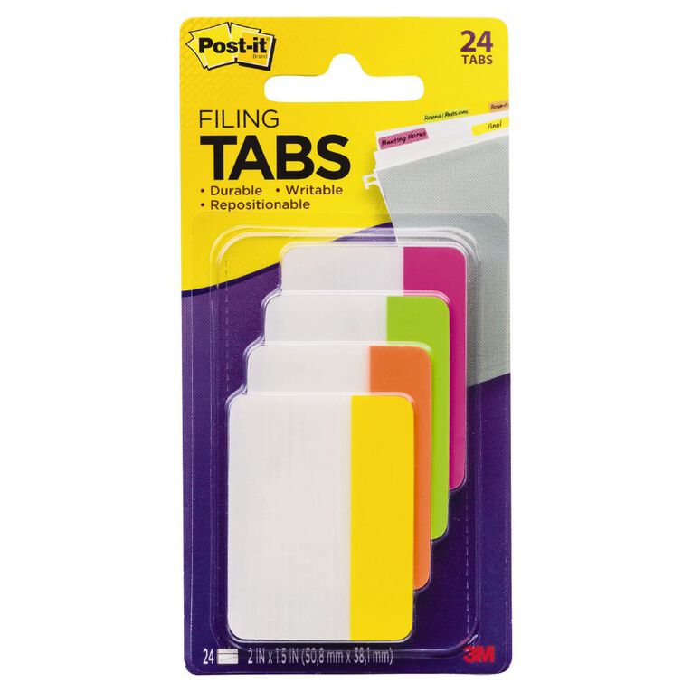 Post-It Filing Tabs 686-Ploy 50.8mm x 38.1mm Brights Assorted Assorted ...