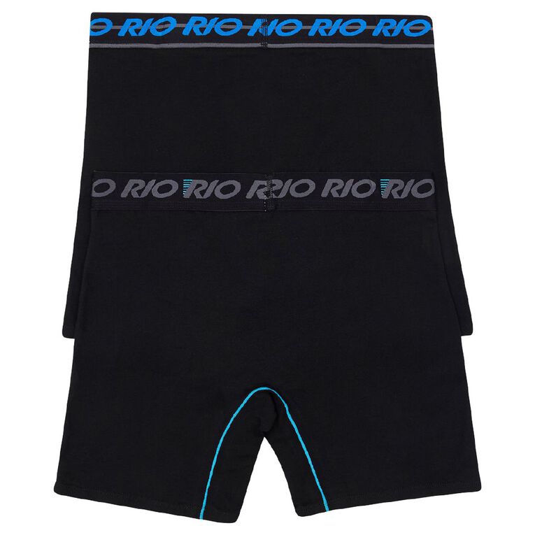 Rio Men's Long Leg Trunks 2 Pack Black/Blue | The Warehouse