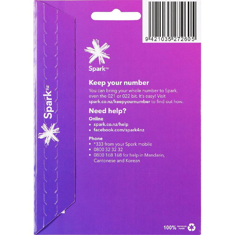 Spark Spark 3-in-1 Half Prepaid SIM | The Warehouse