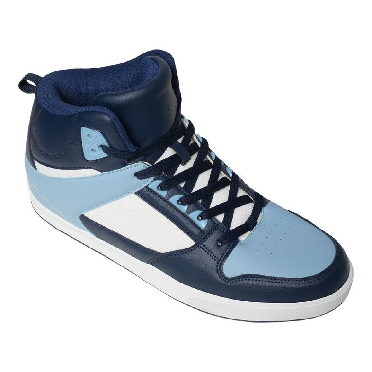 H&H Men's Cade High Top Skate Shoes Blue/White | The Warehouse