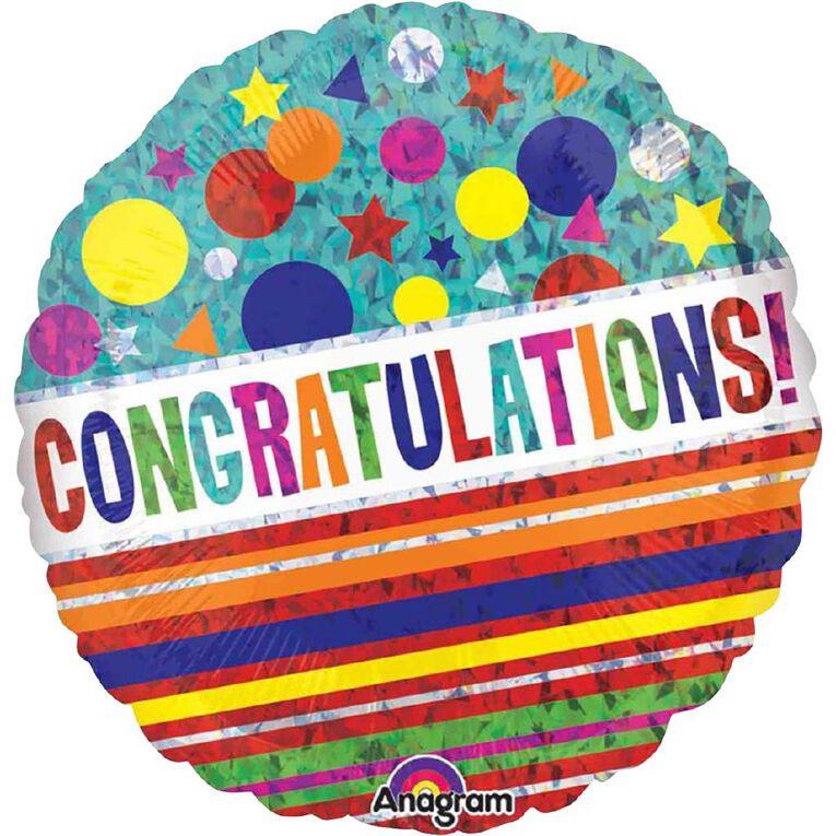 Anagram Holographic Congratulations Sparkle Foil Balloon Standard 17in ...