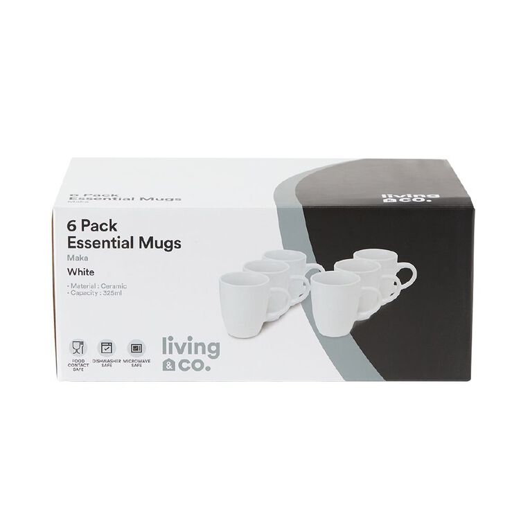 Living & Co Essentials Mug 6 Pack White White | The Warehouse