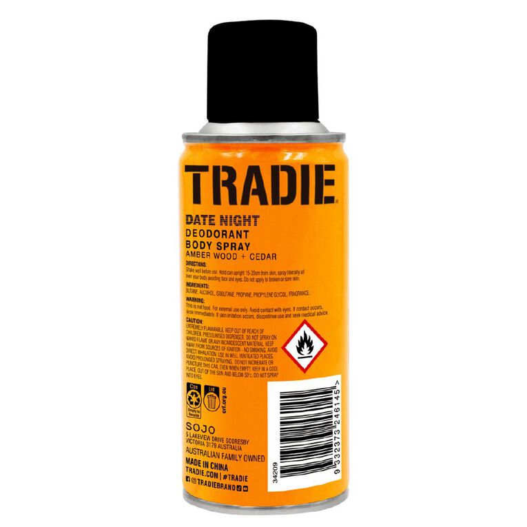 Tradie Deodorant Body Spray- Date Night | The Warehouse