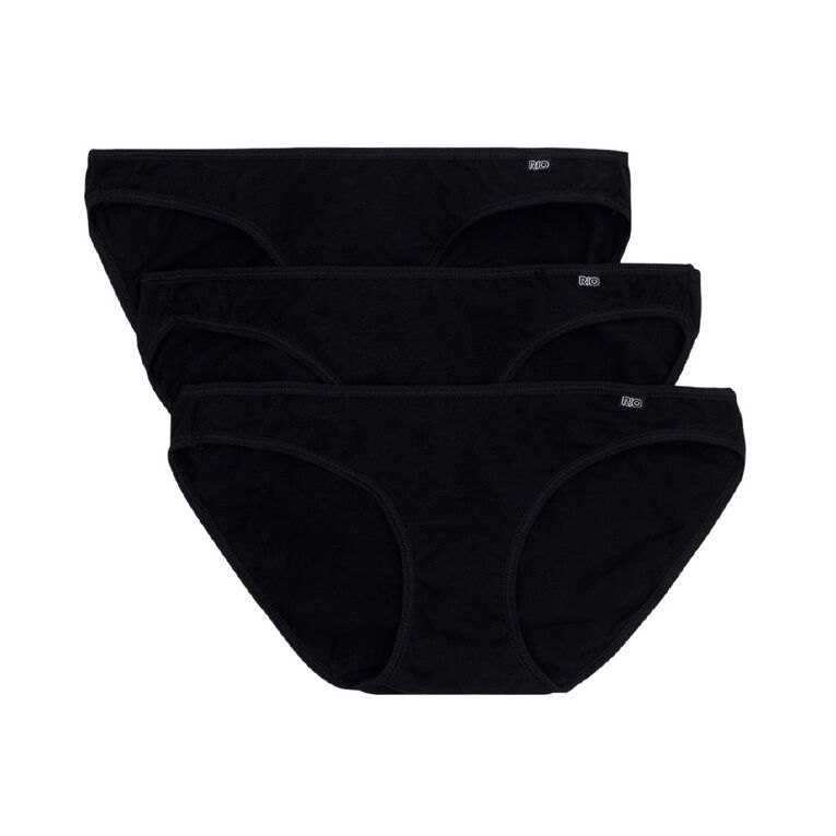 Rio Women's Bikini Briefs 3 Pack Black | The Warehouse