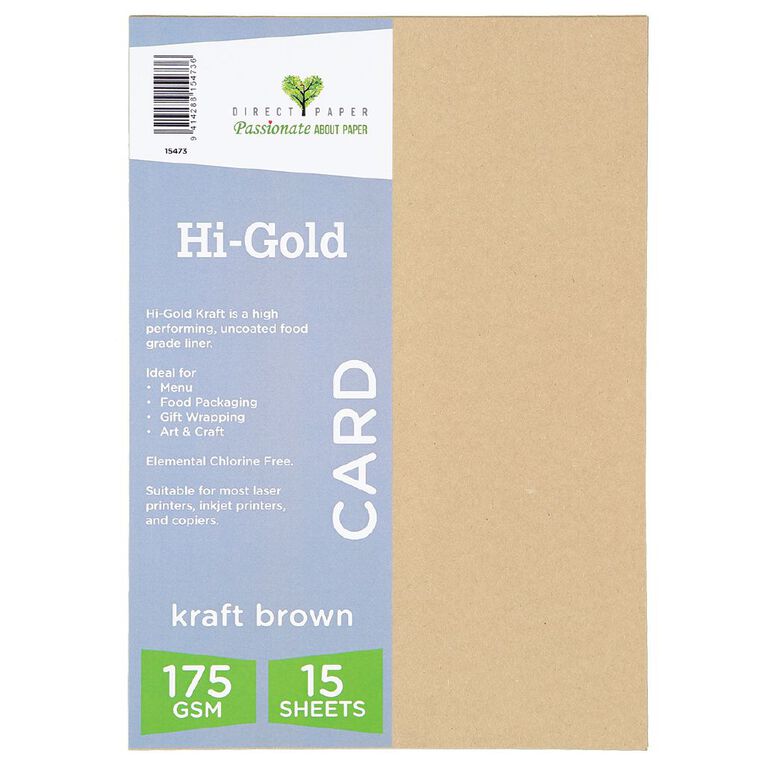 Trophee Card 175gsm Kraft A4 15 Pack Brown Mid | The Warehouse