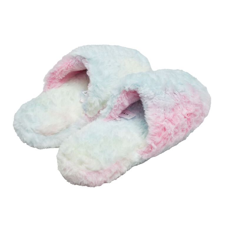 H&H Women's Fluffy Scuff Slippers Pink Light | The Warehouse
