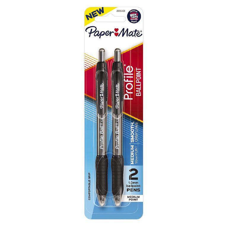 Paper Mate Profile Retractable 1.0mm Ball Pen Black 2 Pack Black | The ...