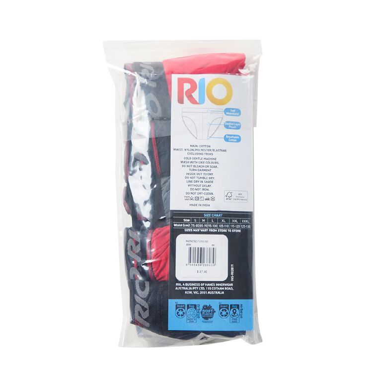 Rio Men's Briefs 5 Pack Red/Black | The Warehouse