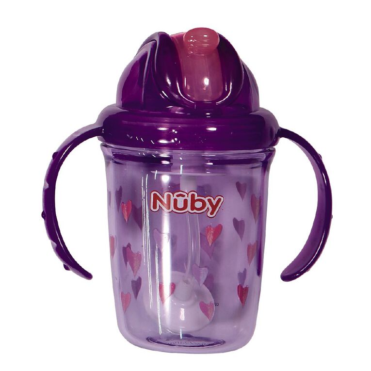 Nuby Tritan Flip it with Weighted Straw 240ml Assorted | The Warehouse