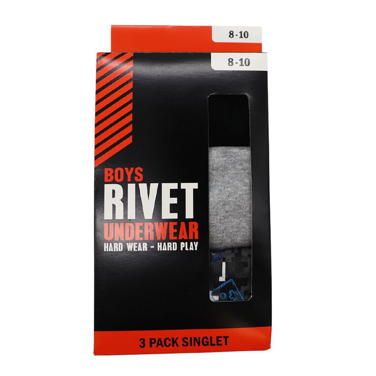 Rivet Boys' Singlet 3 Pack Black/Blue | The Warehouse