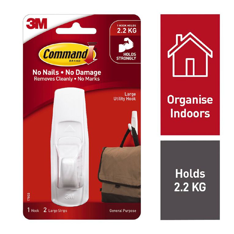 Command Hook Large White | The Warehouse