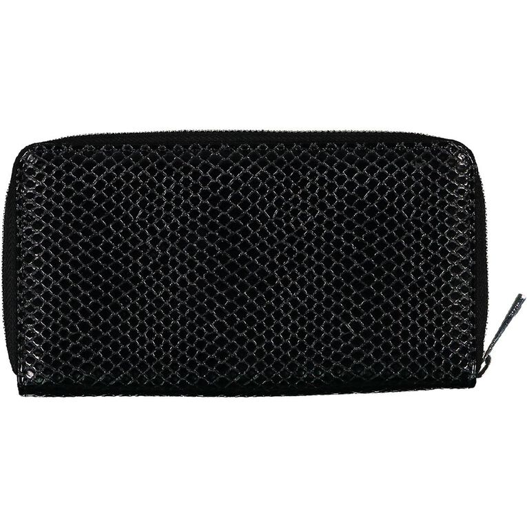 H&H Large Zip Purse Black Croc | The Warehouse
